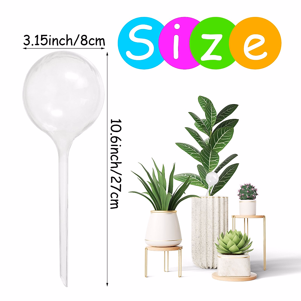 Jgalnim 10 PCS Large Clear Plastic Watering Globes,Plant Self-Watering Bulbs,Flower Automatic Water Device,Garden Waterer for Plant Indoor Outdoor Plants Flowers