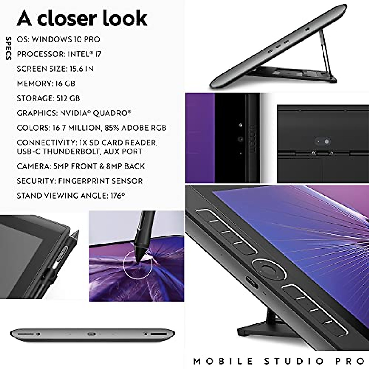 Wacom Mobile Studio Pro 16" Windows 10, Intel Core i7, 512GB SSD: Second Generation, Black