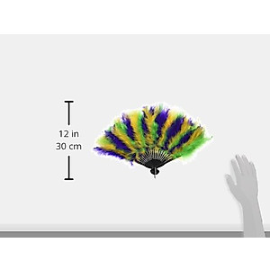 Beistle Mardi Gras Feather Fan, 12-Inch by 20-Inch