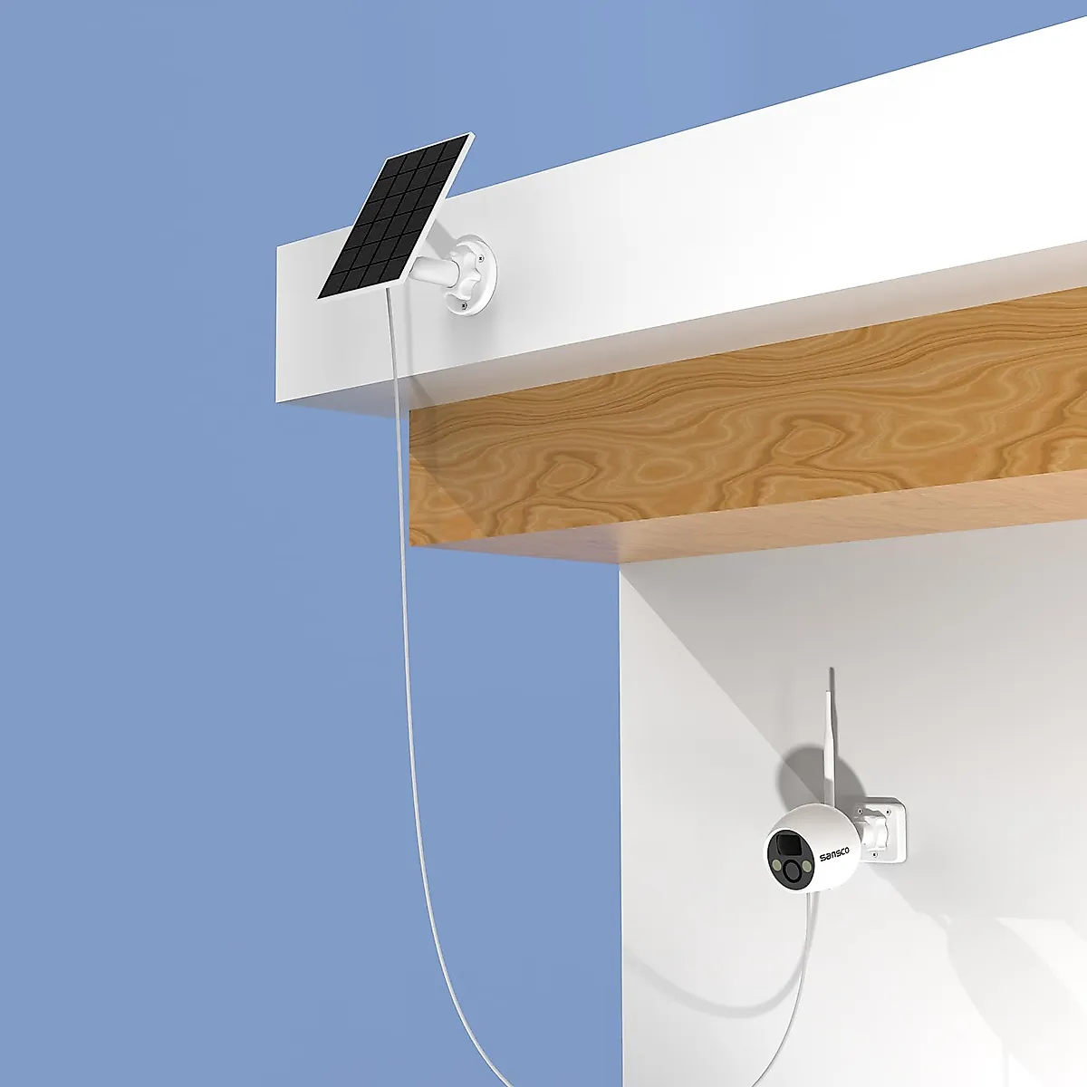 SANSCO Wire-Free Solar Battery Powered Security Camera, 4MP Outdoor WiFi IP Camera with Solar Panel, Waterproof,PIR Human Motion Detection, Night Vision, 2 Way Audio