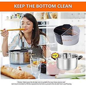 Lineware Slow Cooker Divider Liners for 6-8 QT Crockpot, Silicone Reusable Compatible for Crock Pot Liners Divider Inserts,Dishwasher Safe, Oval Shape,Leakproof & Easy Clean，BPA Free(Upgraded Thicker)