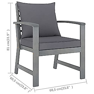 Outdoor Chair Mid Century Design Comfortable Armchair for Porch, Patio, Lawn, Garden, Backyard, Deck,Patio Chairs 2 pcs with Dark Gray Cushions Solid Acacia Wood,Fast Delivery