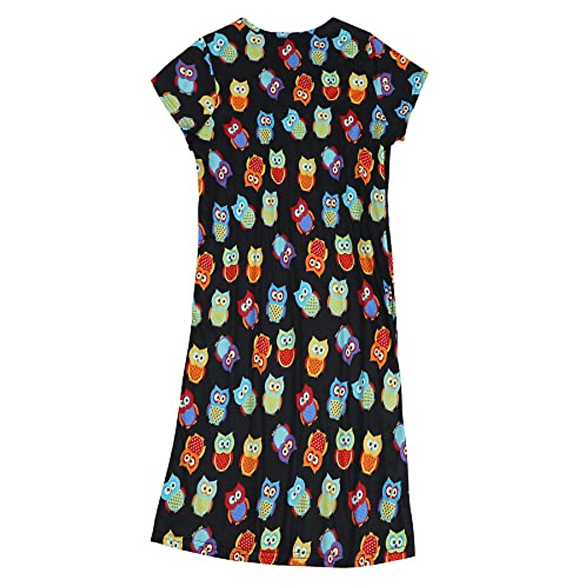 Zando Plus Size Nightgowns for Women Cotton Pajamas Soft Sleep Shirts Short Sleeve Night Gown Cute Girls Nightgowns Printed House Dress Night Shirts for Women Sleepwear Black Owls Large