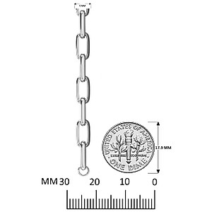 TURQ N TAUPE 925 Sterling Silver Italian Design Long Link Paper Clip Chain Bracelet for Women Men (8.50)