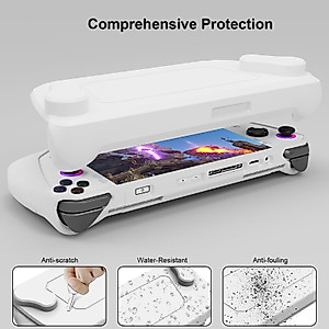 EJGAME Upgraded Ultra Slim TPU Protective Case with Front Cover Compatible with ASUS ROG Ally, Shock-Absorption, Non-Slip and Anti-Scratch Design Cover Protector (White)