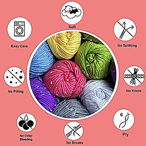 Tweed Twinkles Soft Hypoallergenic Baby Yarn for Knitting Crocheting, 8 skeins, 696 yards/400 Grams, Light Worsted, DK #3 (Creamy White)