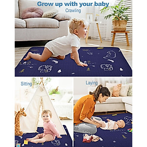 Portable Baby Play Mat Machine Washable, Foldable Crawling Mat for Floor 43x43” Baby Playpen Mat, Soft Non Slip Non-Toxic Playmats for Infants, Kids Tent Mat Square