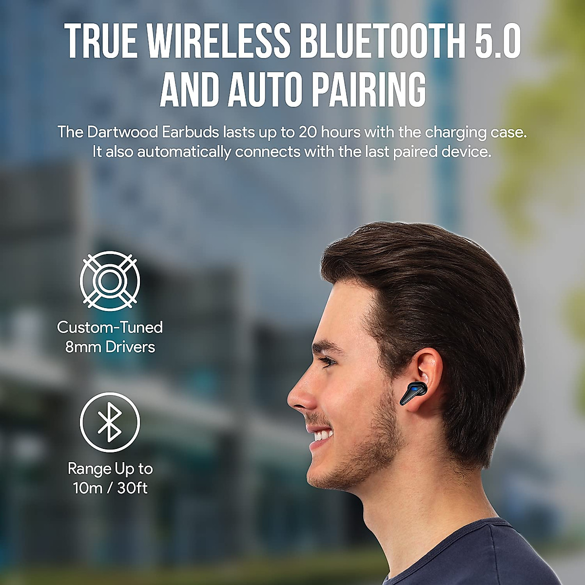 Dartwood True Wireless Gaming Earbuds - Ultra-Low Latency & Quick Bluetooth Pairing Earpods