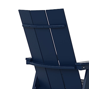 WestinTrends Ashore Outdoor Patio HDPE Plastic Modern Adirondack Dining Chair Navy Blue