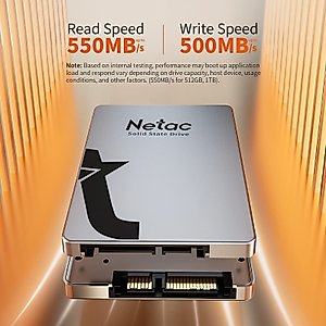 Netac 1TB SATA Internal Solid State Drive SSD Up to 550MB/s 2.5 Inch Internal SSD 3D NAND Easy to Install for Laptop Computer Upgrade Speed Game