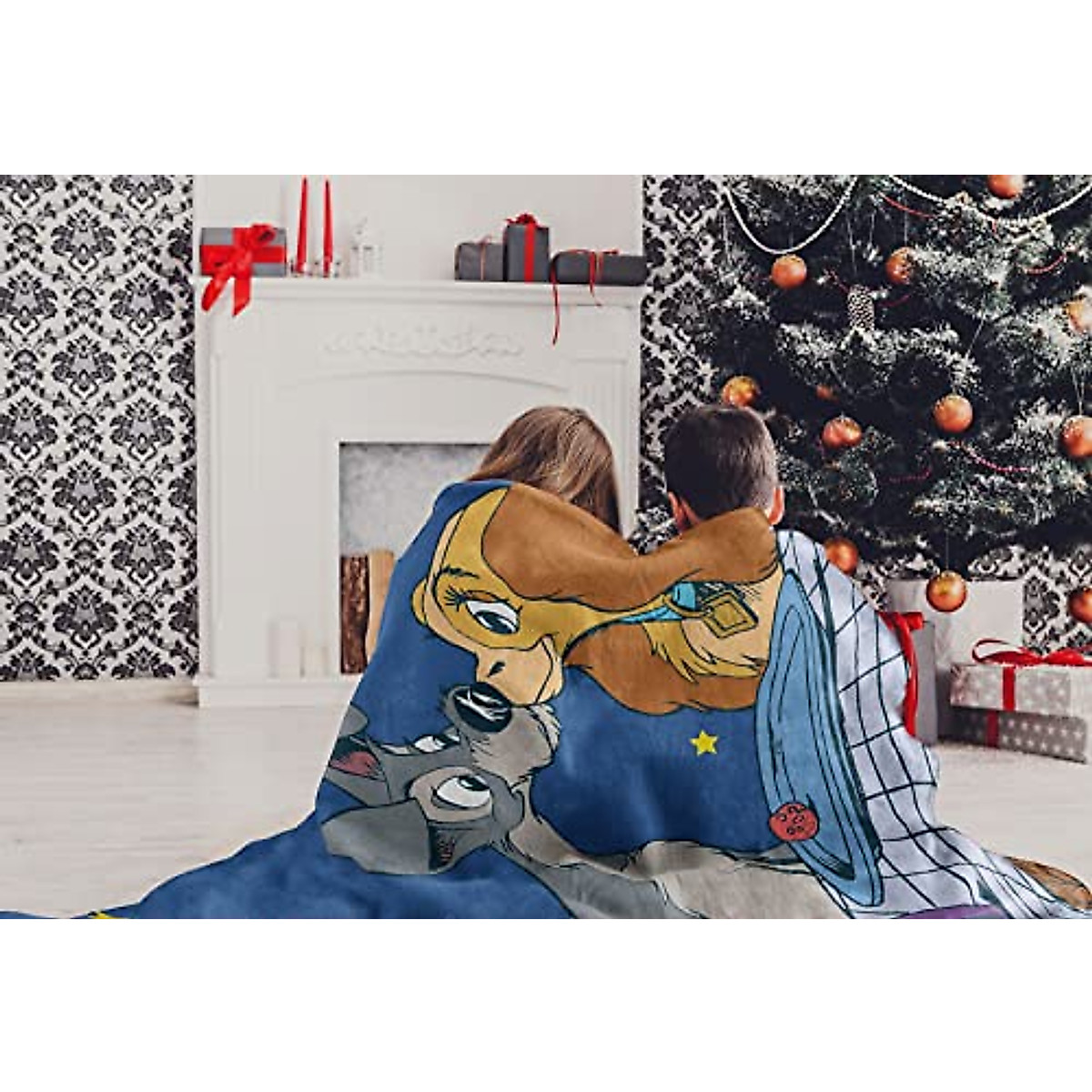 Northwest Disney's Lady & The Tramp Micro Raschel Throw Blanket, 46" x 60", Dinner for Two