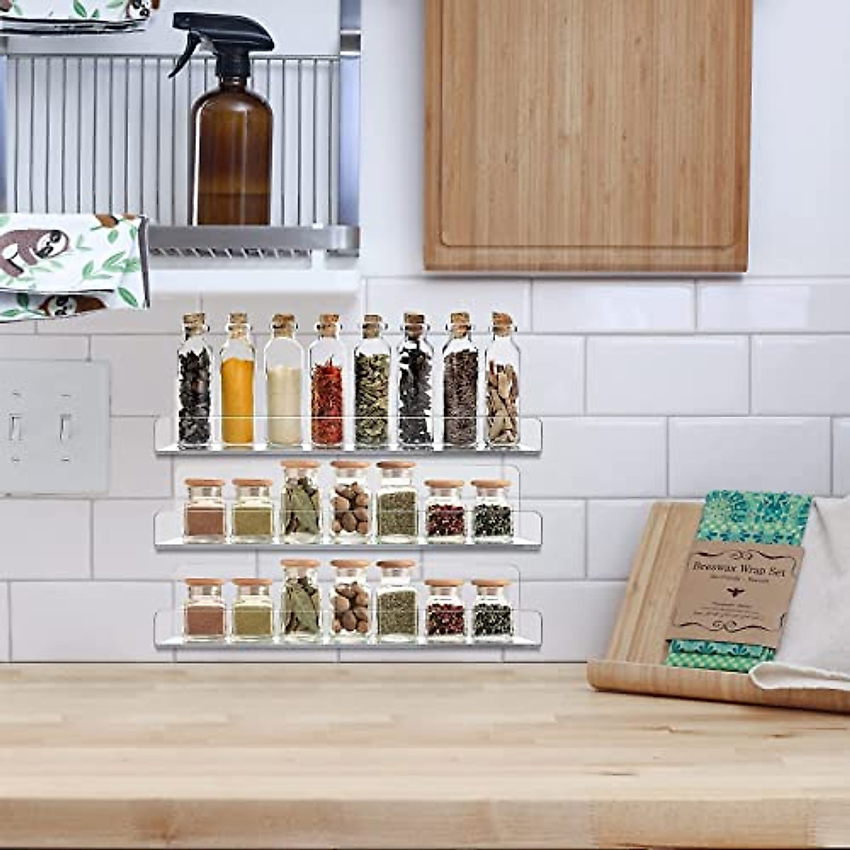 Dezzer Acrylic Floating Shelves, 6 Pack 15" Invisible Shelf Wall Ledge Bookshelf Bedroom Bathroom Kitchen Shelves Book Toys Funko Pop Figures Display Shelves, Clear