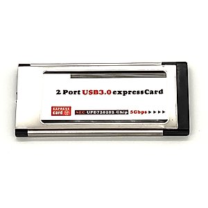 2 Port USB 3.0 to Express Card ExpressCard 34mm Adapter Hidden for Laptop