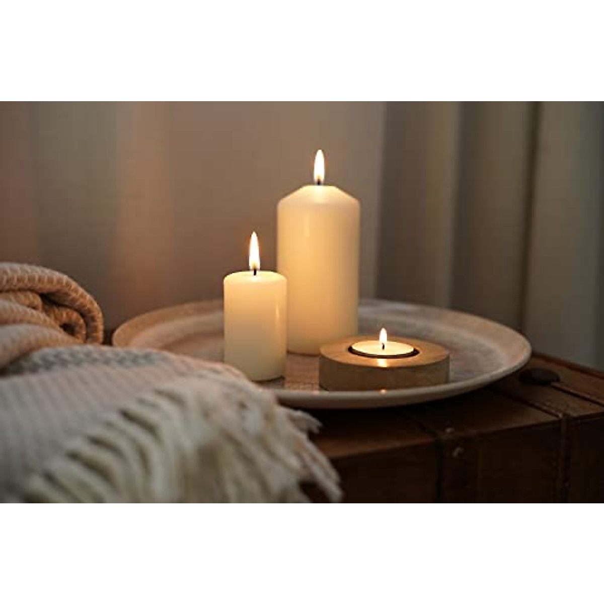 Hofer Ivory Pillar Candles - Set of 20 Unscented Small Candles in Bulk - 1.57 x 2.76 Inch - 11 Hours Long Burning Decorative Candles - Dripless Wax - Smokeless Wick - RAL Quality - Made in Austria