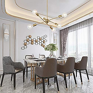 BONLICHT Modern Sputnik Chandelier Lighting 6 Lights Brushed Brass Chandelier Mid Century Pendant Lighting Gold Ceiling Light Fixture for Hallway Bar Kitchen Dining Room