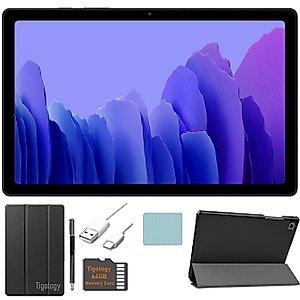 SAMSUNG 2020 Galaxy Tab A7 10.4’’ (2000x1200) TFT Display Wi-Fi Tablet Bundle, Qualcomm Snapdragon 662, 3GB RAM, Bluetooth, Dolby Atmos Audio, Android 10 OS w/Tigology Accessories (64GB, Gray)