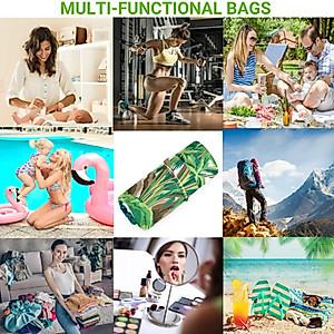 visesunny Coconut Tree Island Blue Sea 2Pcs Wet Bag with Zippered Pockets Washable Reusable Roomy for Travel,Beach,Pool,Daycare,Stroller,Diapers,Dirty Gym Clothes, Wet Swimsuits, Toiletries