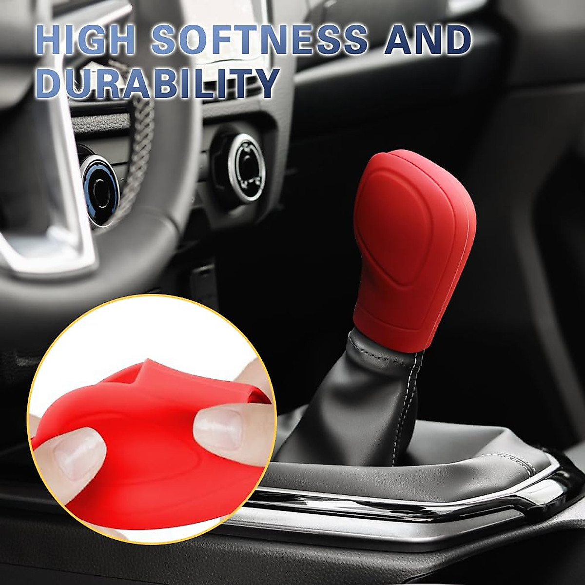 Middrivr Car Gear Shift Knob Cover, Car Shifter Cover, Anti-Slip Auto Knob Gear Stick Protector, Automotive Interior Accessories Silicone Automatic Stick Shift Cover Universal for Most Vehicles