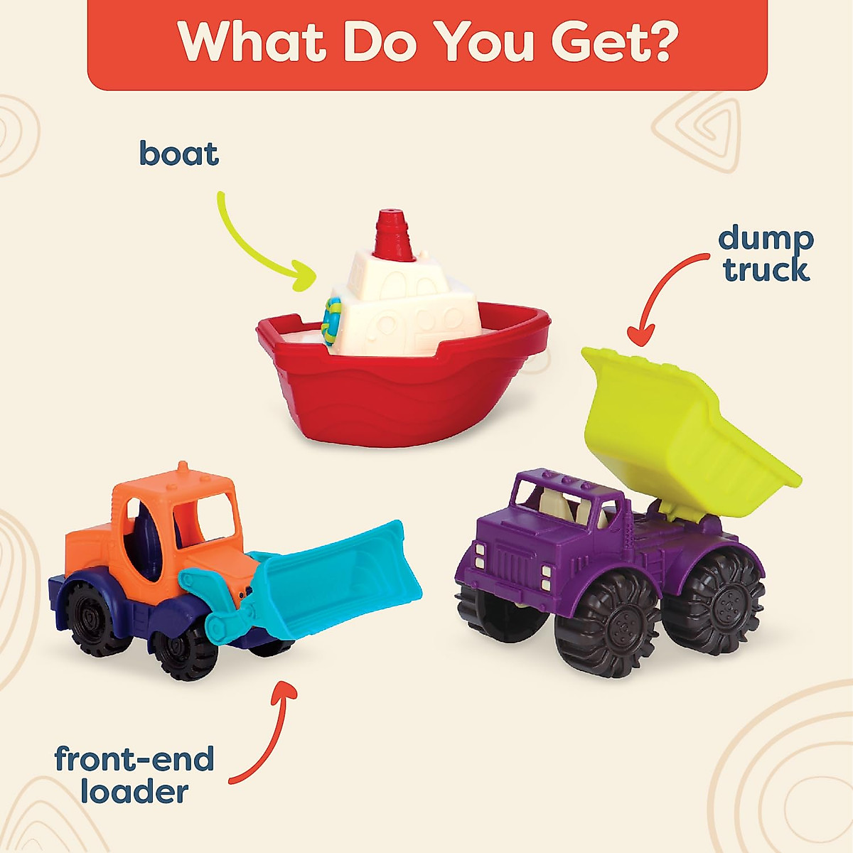 B. toys- 3 Mini Toy Cars - Water & Sand Vehicles Beach Playset for Kids 18 Months+