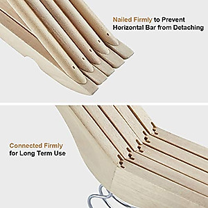 ELONG HOME Solid Wooden Hangers 30 Pack, Slim Wood Coat Hangers with Extra Smooth Finish, Precisely Cut Notches and Chrome Swivel Hook, Wooden Clothes Hangers for Shirt Suit Jacket Dress, Natural