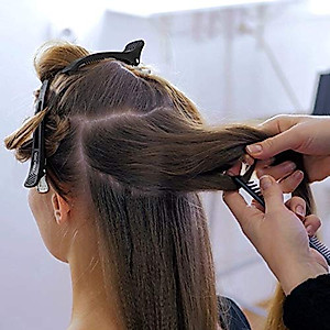 6 Professional Hair Clips for Women Styling Sectioning, Non-Slip Dividing Duckbill Hair Clips with Silicone Band, No Crease Hair Clips - Salon and Home Hair Cutting Styling Accessories (Pink)