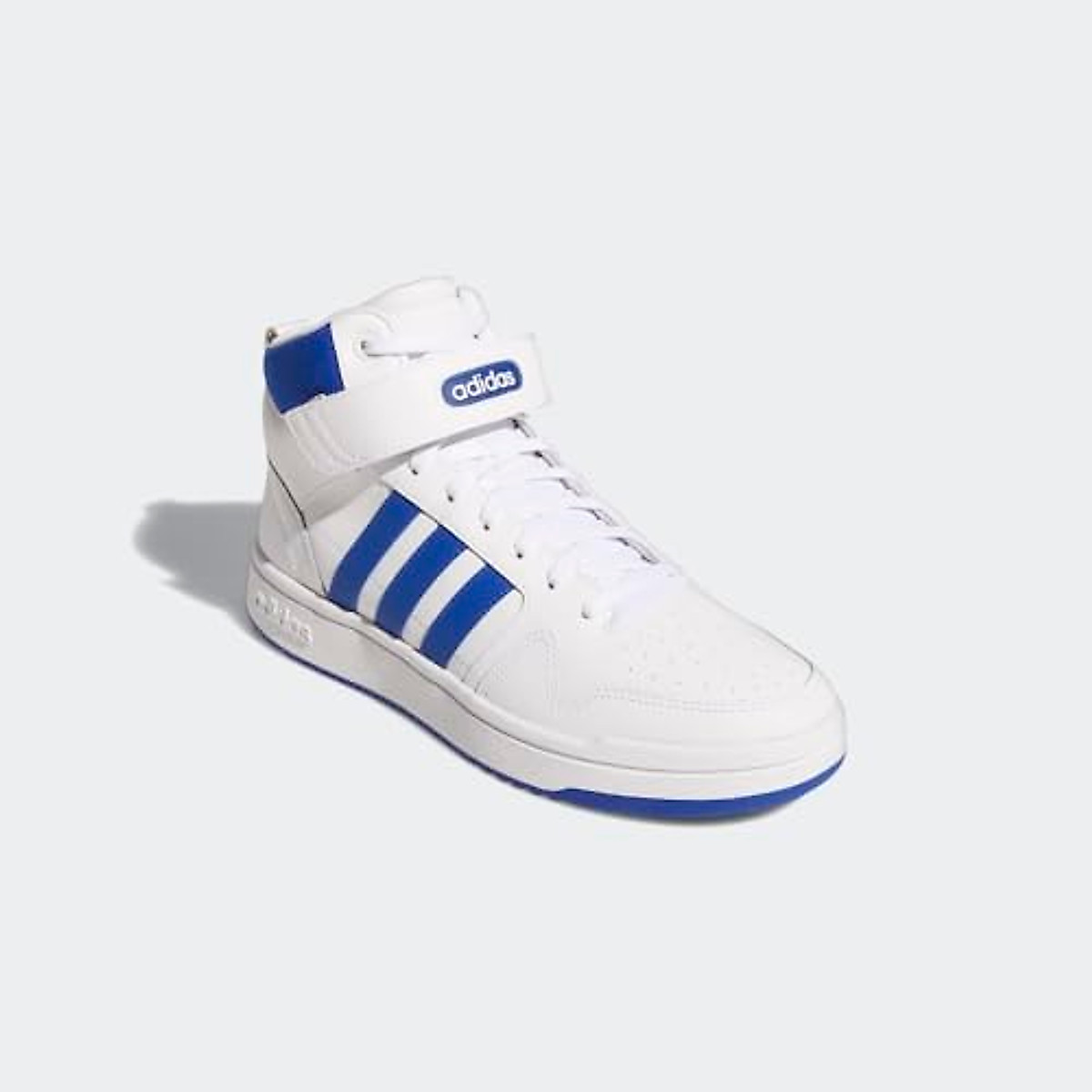 adidas Men's Postmove Mid Basketball Shoe, White/Team Royal Blue/Grey, 8