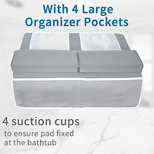 JJGoo Bath Kneeler with Elbow Rest Pad Set, 1.5 inch Kneeling Pad Mat for Bathtub - Gray