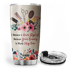 MYMISOR God Says You Are Tumbler Cosmetology Hairstylist Bible Saying Gift For Salon Owner 20oz Stainless Steel Tumblers Flower Girl Present Hairdresser Hairdressing Christian Cups