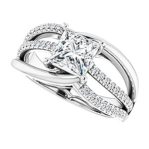 JEWELERYIUM 1 CT Princess Cut Colorless Moissanite Engagement Ring, Wedding/Bridal Ring Set, Solitaire Halo Style, Solid Sterling Silver Vintage Antique Anniversary Promise Rings Gift for Her (10.5)
