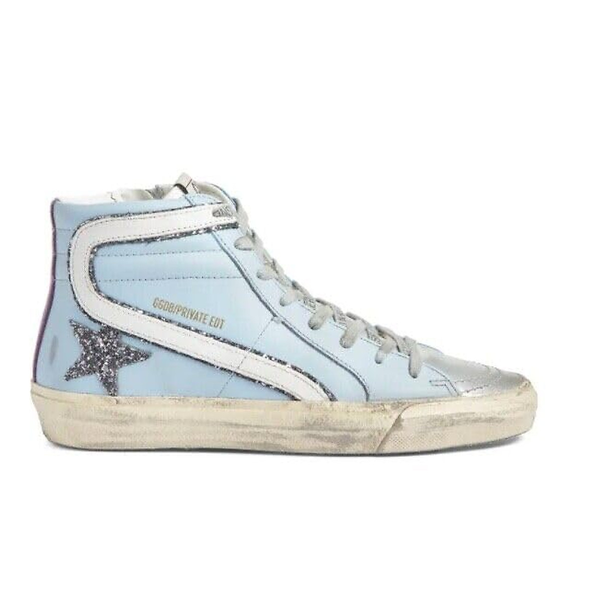 Golden Goose Women's Light Blue Leather Slide High Top Sneakers (us_footwear_size_system, adult, women, numeric, medium, numeric_8)