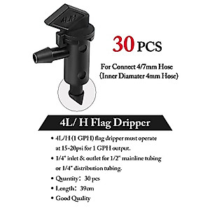 Kalolary 90 Pieces Drip Emitter, 3 Colors Garden Flag Irrigation Drippers in 3 Sizes, 1 GPH, 2 GPH, 4 GPH Per Hour for Trees and Shrubs Watering