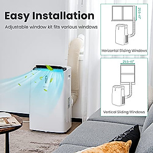 COSTWAY Portable Air Conditioner, 14000 BTU 4 in 1 AC Unit with Cool, Fan, Heat & Dehumidifier, Alexa Voice-Enabled Air Cooler with WiFi Smart App Control, LED Display, 24H Timer, Cools up to 700 Sq. Ft (14000BTU)