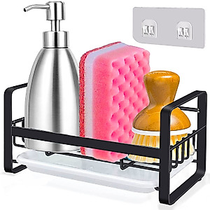 TWORIDER Kitchen Sink Caddy Sponge Holder,304 Stainless Steel Sink Caddy Sponge Holder Kitchen Sink Organizer,Sponge Holder For Kitchen Sink with Removable Drain Tray,Not Including Dispenser and Brush
