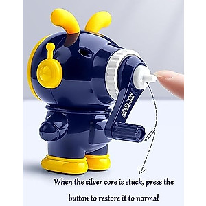 Pencil Sharpeners, 3 Gears Adjustable Colored Pencil Sharpener, Space Rabbit Shape High Capacity Shavings Tray, Manual Pencil Sharpener for Teachers, Artists, Engineers, Architects (Royal Blue)