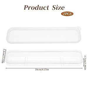 2Pcs Simple Utensil Holder with Lid, Portable Travel Tableware Storage Box Case for 8in Cutlery Flatware, Foldable Plastic Silverware Holder Travel Chopstick Case Spoon Case Fork Holder for Lunch Box