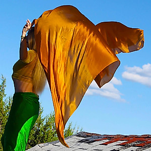 Nahari Silks Womens 100% Silk Dance Scarves Shawls Wraps Solid Colors Gold 108"