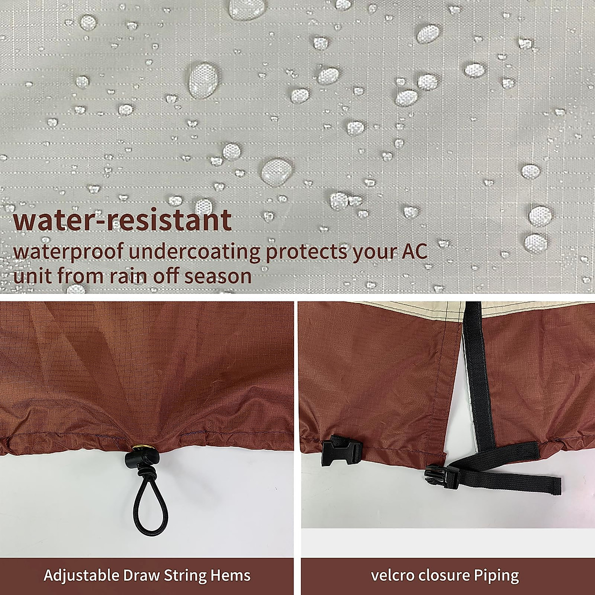 Air Conditioner Cover for Outside Units-Sturdy AC Cover,Water-Resistant, sturdy, with Mesh Vents and Elastic Hem Cord, Fits up to 30 x 30 x 32 inches…