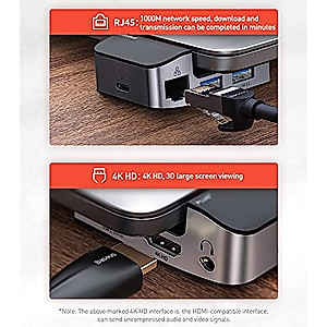 WJCCY 9 in 1 USB C HUB Type C HUB to 4KHD RJ45 Jack 3.5 Multi USB 3.0 PD Adapter for MacBook Pro USB-C Splitter Type-c USBC HUB