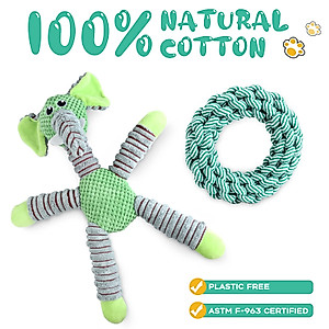 Dog Rope Toys for Large and Medium Aggressive Chewers, Elephant Squeaky Plush Dog Toy, 2 Pack Heavy Duty Dog Rope Toys for Large Breed, Indestructible Dog Chew Toys Tug of War Rope Toy Teeth Cleaning