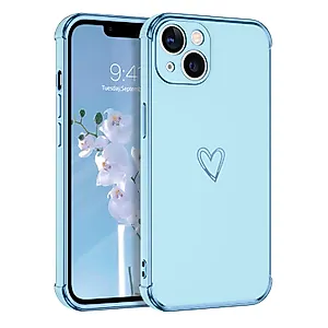 BENTOBEN for iPhone 13 Mini Phone Case, Cute Heart Pattern Slim Fit Soft Flexible Shockproof TPU Bumper Protective Women Girls Boys Men Non-Slip Lightweight Cover for iPhone 13 Mini 5.4 Inch, Blue