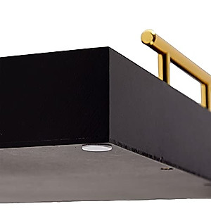 Black Serving Tray for Coffee Table, 16x12 with Coasters, Decorative Interchangeable Gold andSilver Handles