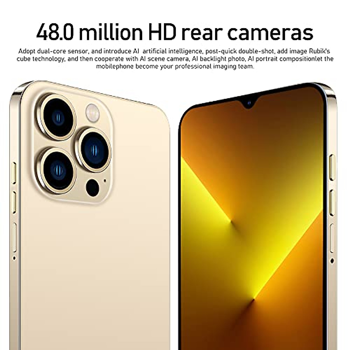 i13 ProMax 5G Cell Phone, Unlocked Android Smartphone, 8GB+512GB, 90Hz 6.7'' FHD LCD Display Screen, 13MP+48MP Camera, 5000mAh Long Battery Life, Dual Sim Card -Black