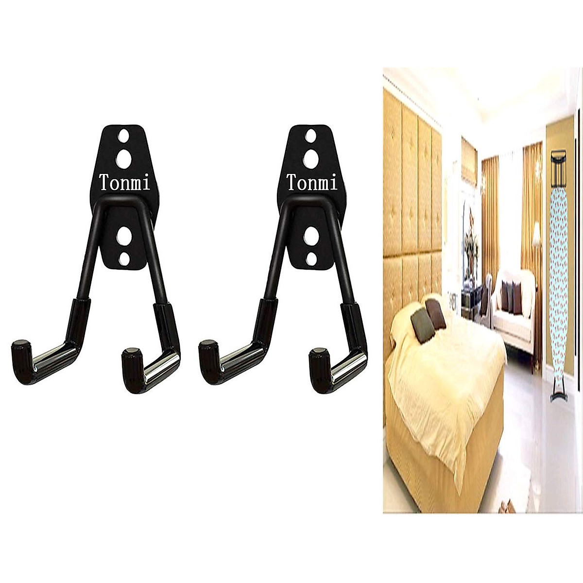2Pcs Ironing Board Hook Wall Mount, Wall Mount Ironing Board Holder, Ironing Board Hanger Wall Mount, Ironing Board Wall Mount, for Laundry Rooms, Utility Rooms, Closetssaving, No Ironing Board