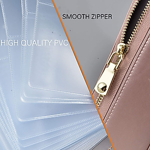 Easyoulife Womens Credit Card Holder Wallet Zip Leather Card Case RFID Blocking (Rose Gold)