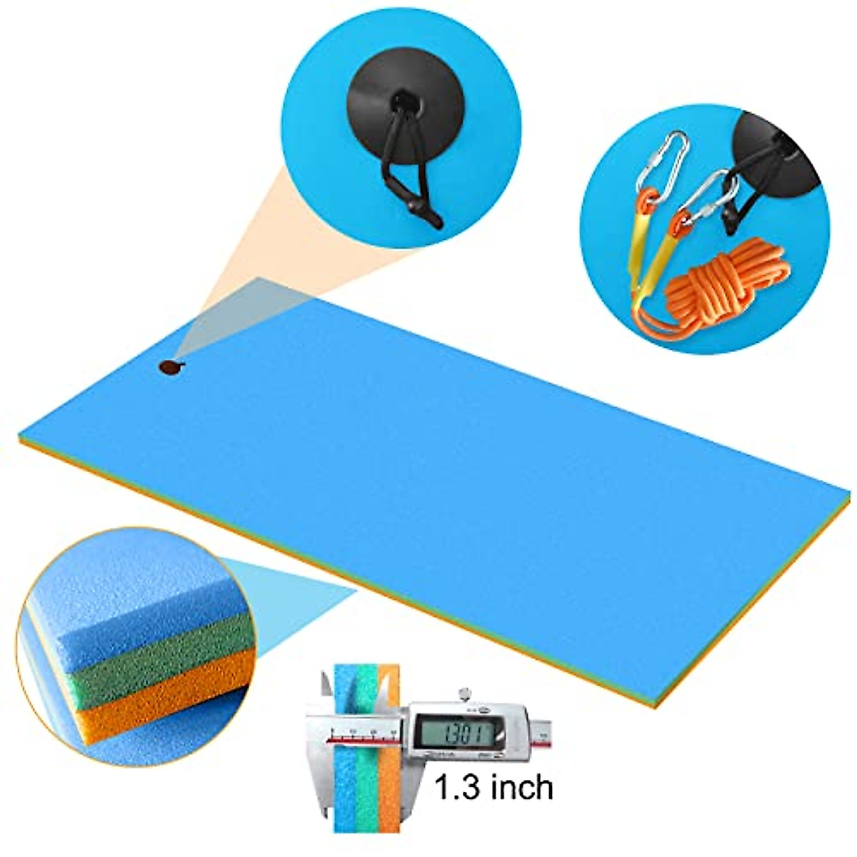 Floating Mat - Floating Mat for Lake - Water Mat - Lily Pad Floating Mat for Lake - Floating Water Mat, XPE Floating Island for Kids (7' x 3' x 1.3")