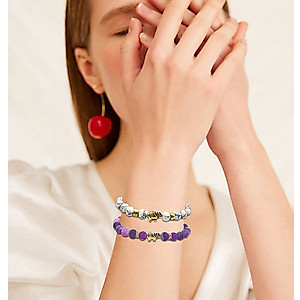 Jewdreamer 10Pcs 8mm Chakra Bead Bracelet Elephant Gifts for Women Men Natural Stone Bead Bracelets Lava Rock Reiki Crystals Yoga Bracelets