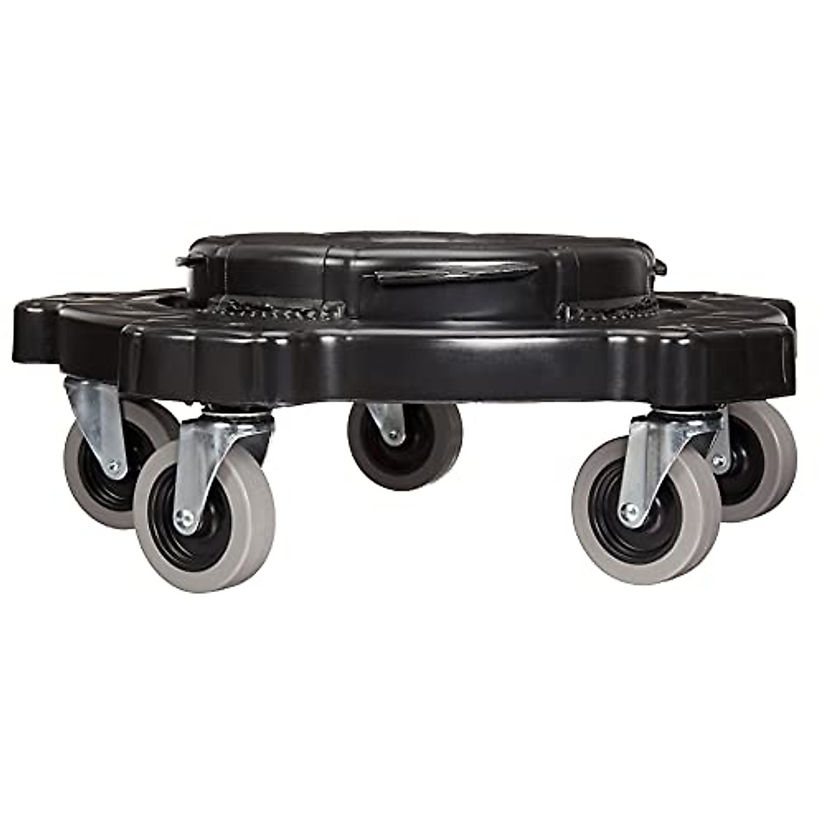 AmazonCommercial Dolly To Fit 32, 44 & 55 Gallon Round Containers, Twist On/Off, 2-Pack, 18.25", Black