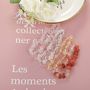 LOYALLOOK 8-12Pcs Natural Gemstone Chakra Crystal Healing Chip Gemstone Stretch Bracelets Tumble Polished Align Chakras/Conquer Fear/Increase Communication Reiki