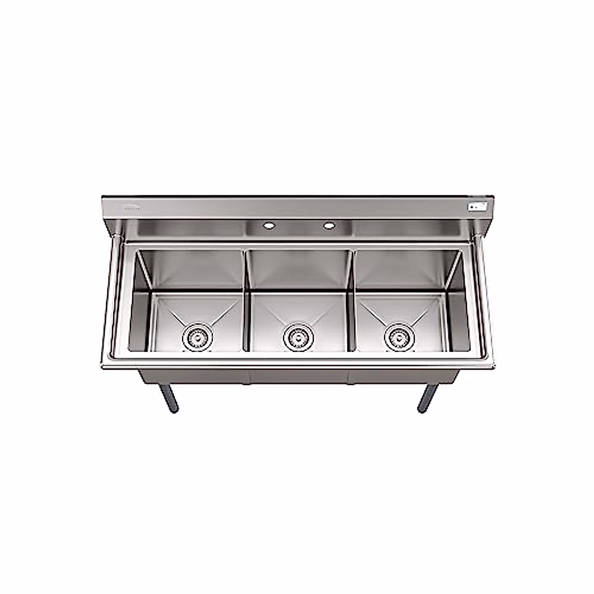KoolMore 51 in. Three Compartment 18-Gauge Stainless-Steel NSF Commercial Kitchen Sink, Bowl Size 15x15x14, with Three Basins and Pre-Drilled Faucet Holes for Restaurants and Cafes (KM-SC151514-N3)