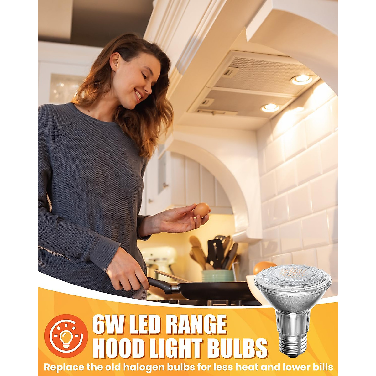 TobeBright 6W PAR20 LED Range Hood Light Bulbs E26 120V Dimmable Kitchen Stove Hood Light Bulbs, 6W LED Appliance Bulb Range Hood Replaces PAR20 50W Halogen Bulb, Warm White 3000K